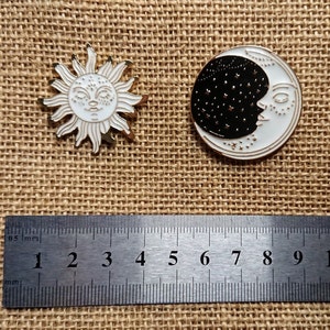 Bright Sun Face Pin the Dark Side of the Moon Night Sky Enamel Pin Cute ...
