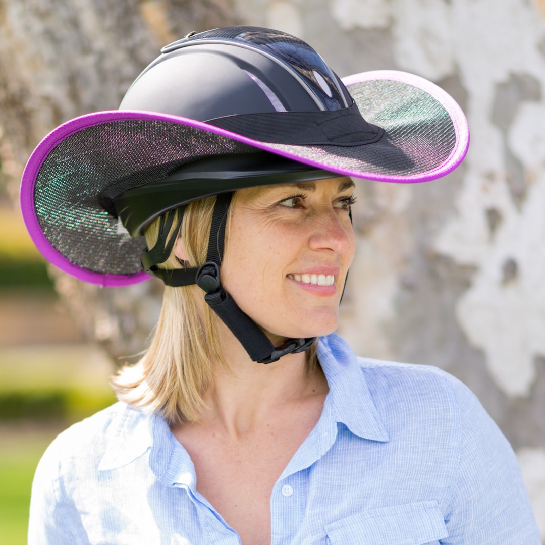Horse Riding Standard Helmet Brim Sun Visor Shade Black With Violet ...