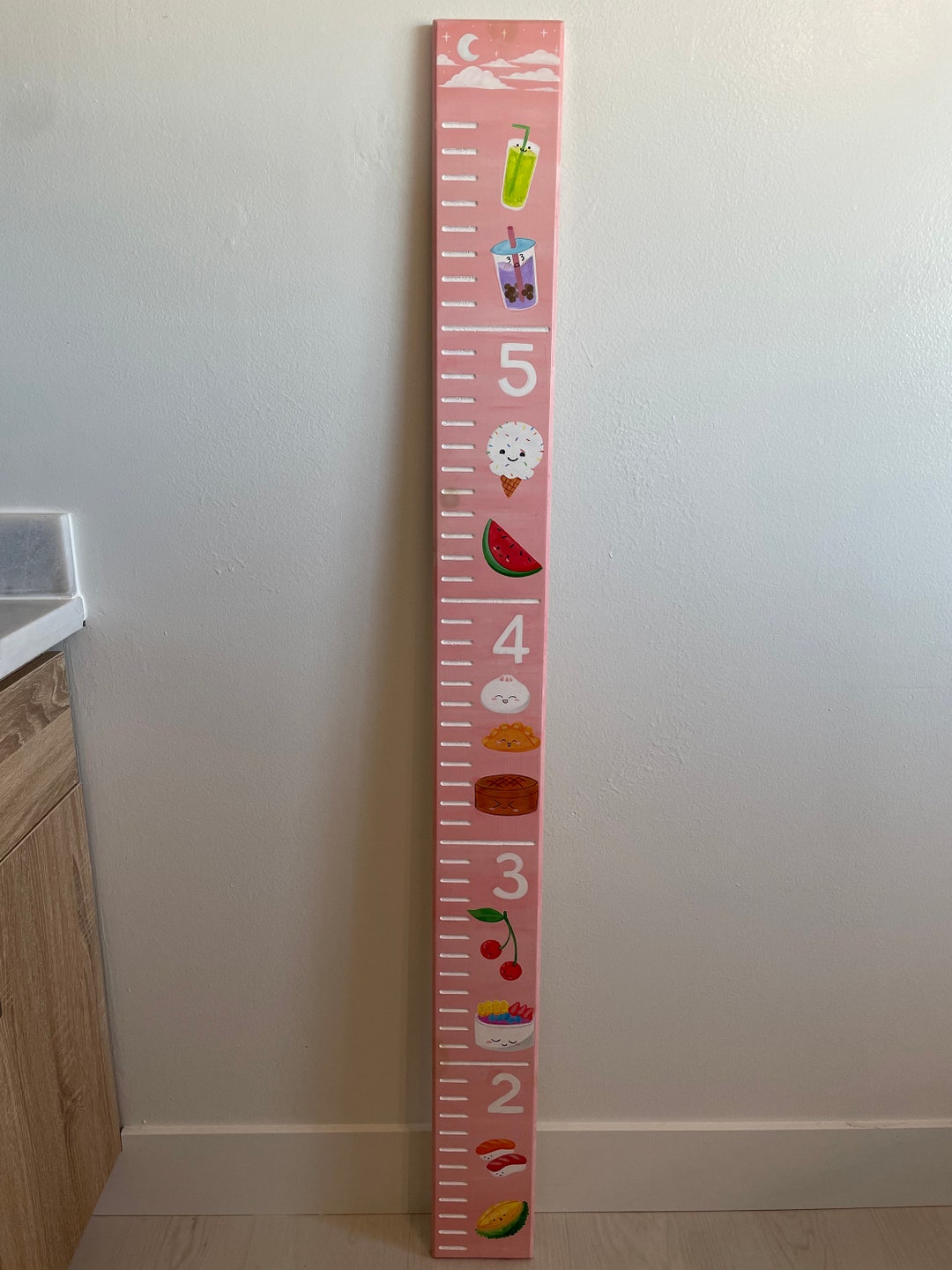 Children’s Wooden Growth Chart / Growth Ruler / Height Measuring Stick ...