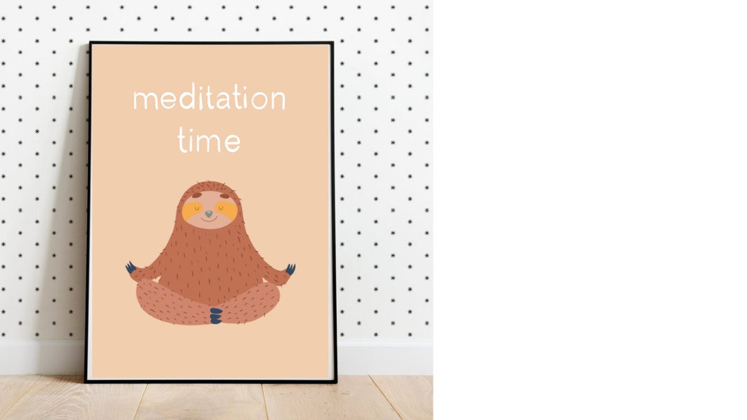 Sloth Meditating Digital Illustration Printable Downloadable Wall Art ...