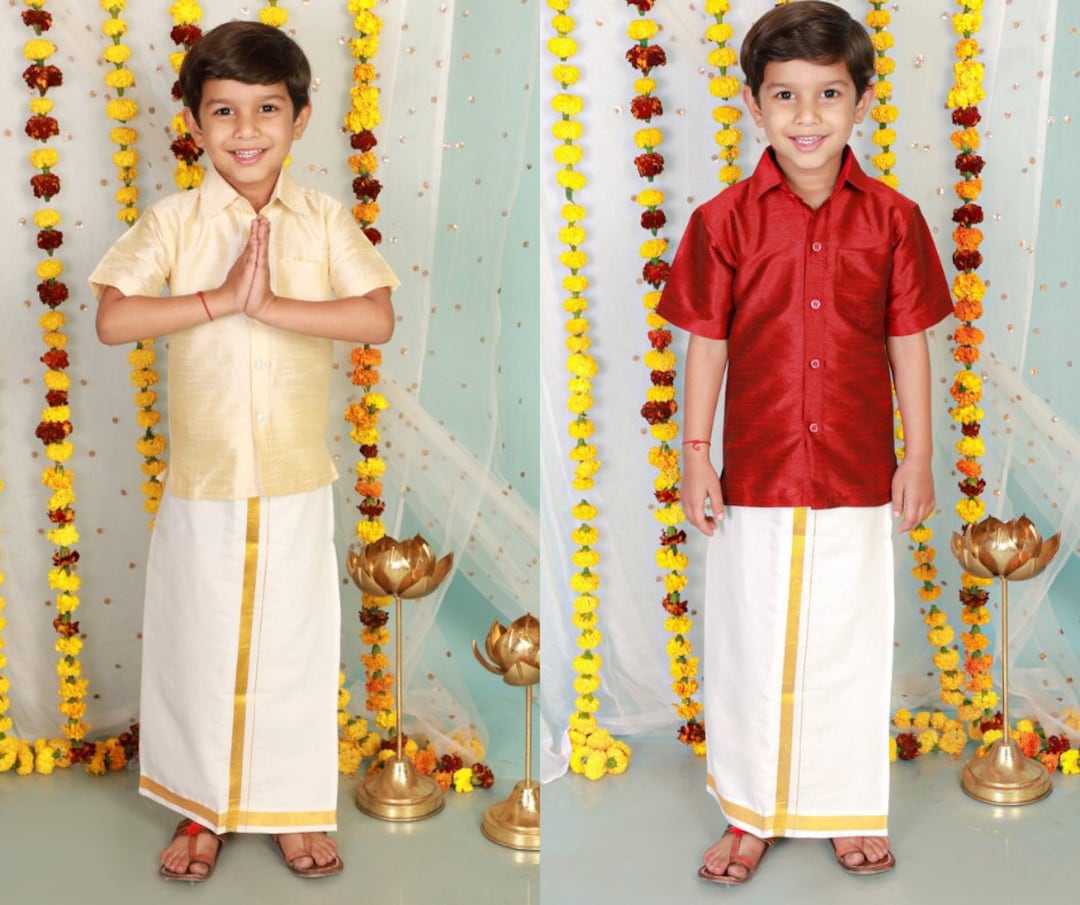 Boys Maroon/gold Veshti Mundu Set/onam Costume/onam Dress Boys/boys ...