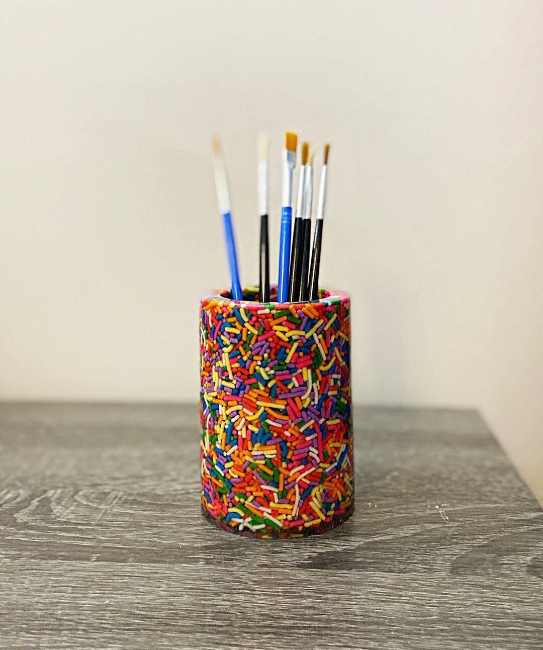 Rainbow Sprinkles Desk Caddy - Pen or Pencil Cup - Makeup Brush Holder ...