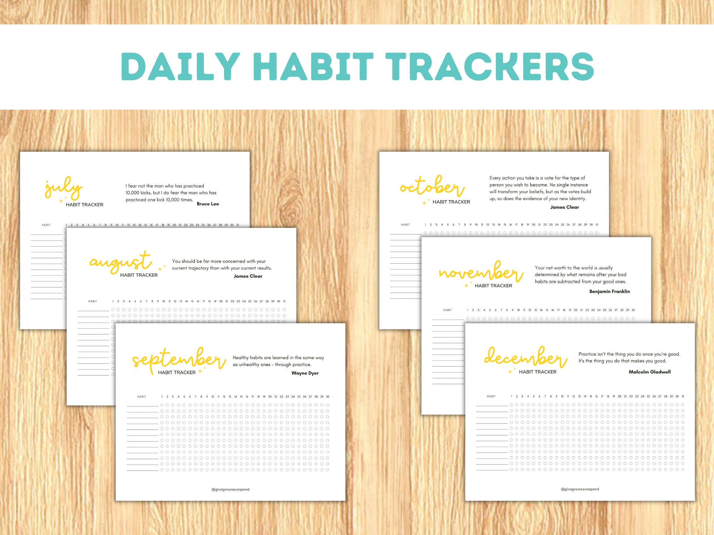 Printable Daily Habit Tracker | 12 Monthly Habit Trackers | Editable ...