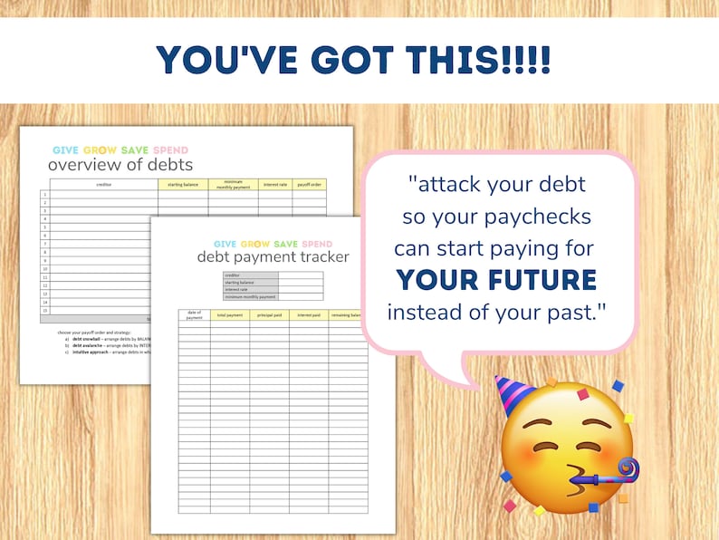 Debt Payment Tracker and Overview of Debts | Print and Fill Debt Payoff ...