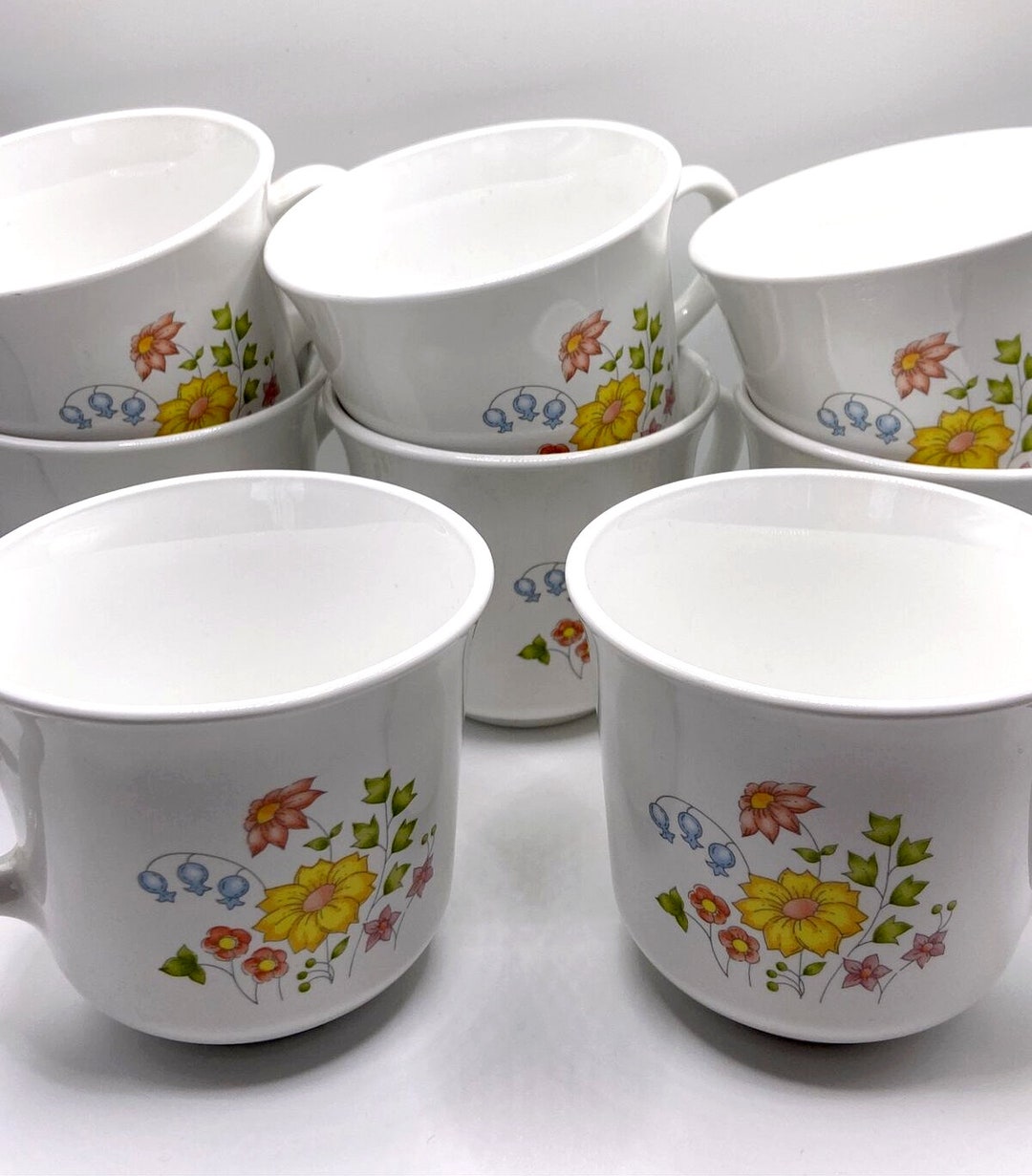 1977 Original Corning Ware Meadow Pattern 8 Piece White Coffee - Etsy