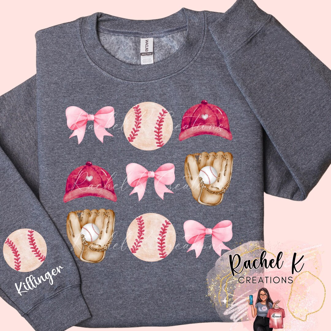 Custom With Your Name - Pink Bow - Softball - Baseball Mom - Softball ...