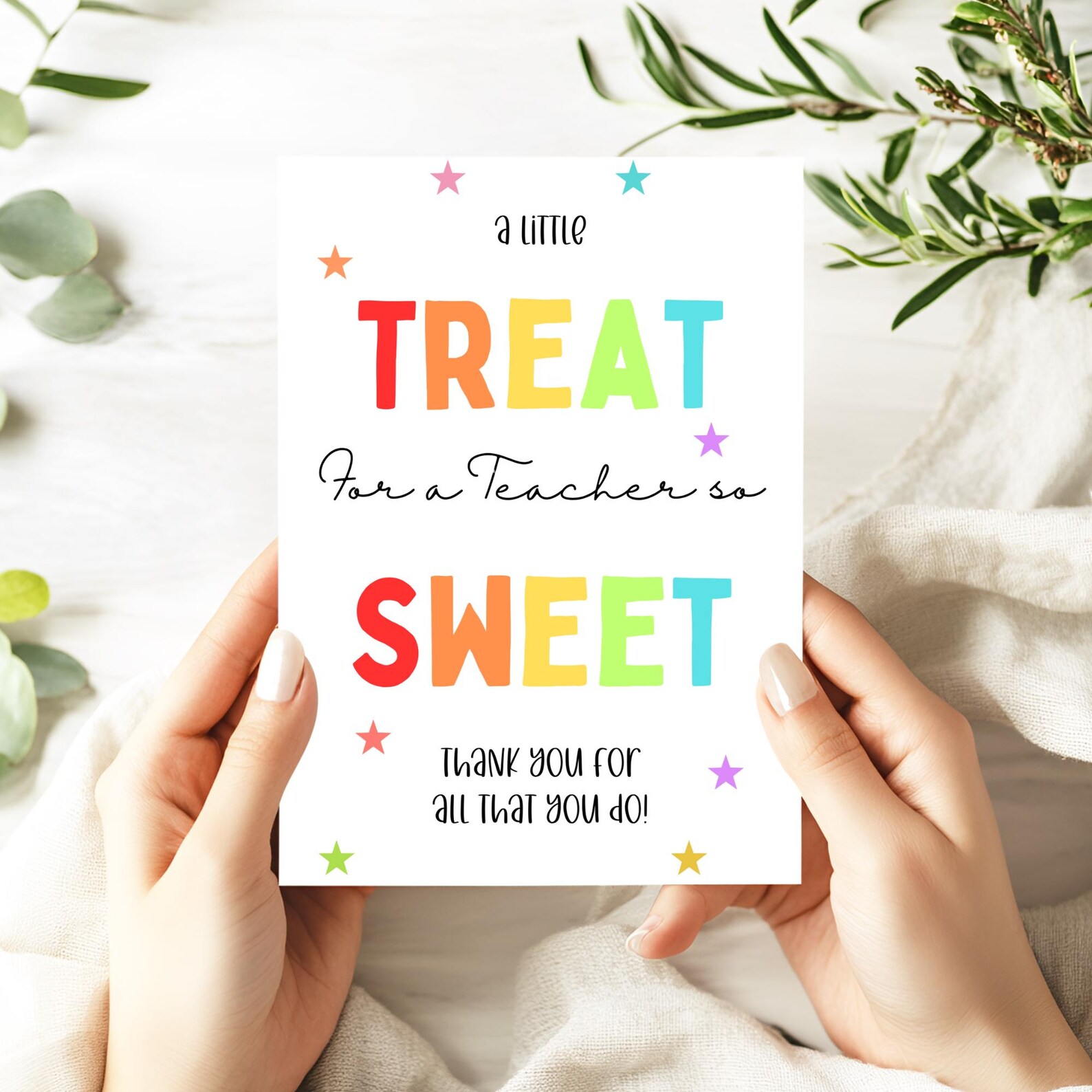 Teacher Appreciation Greeting Card – Printable Sweet Treat Thank You ...