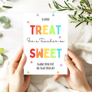 Teacher Appreciation Greeting Card – Printable Sweet Treat Thank You ...