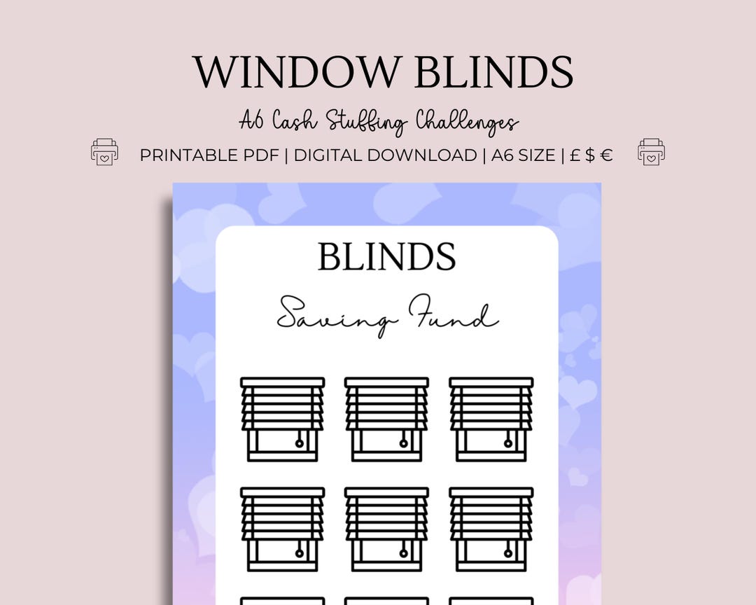 Window Blinds Saving Fund - A6 Printable PDF Challenges - Uk, Dollar ...
