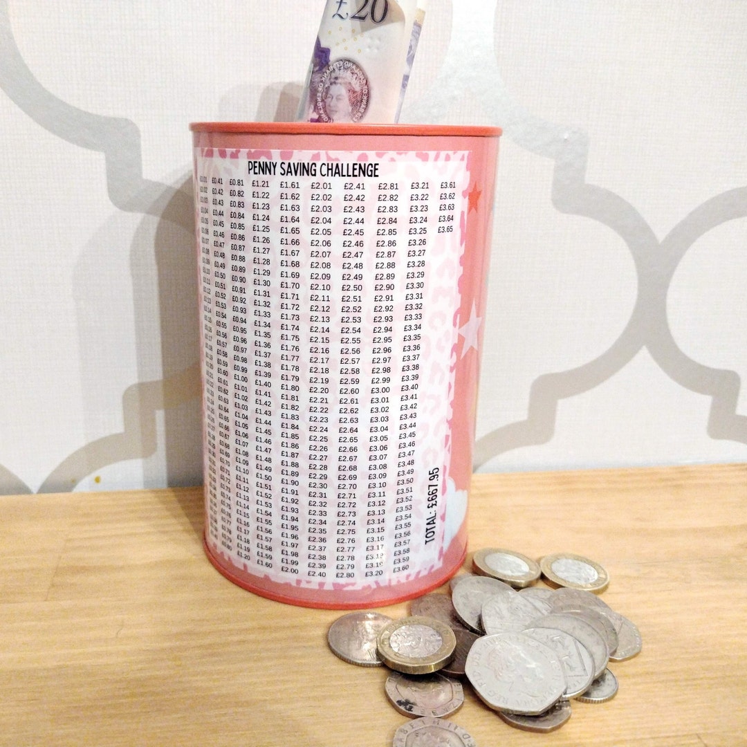 1p Penny Tin Tracker Sticker Money Saving Challenge 2023 | Cash ...