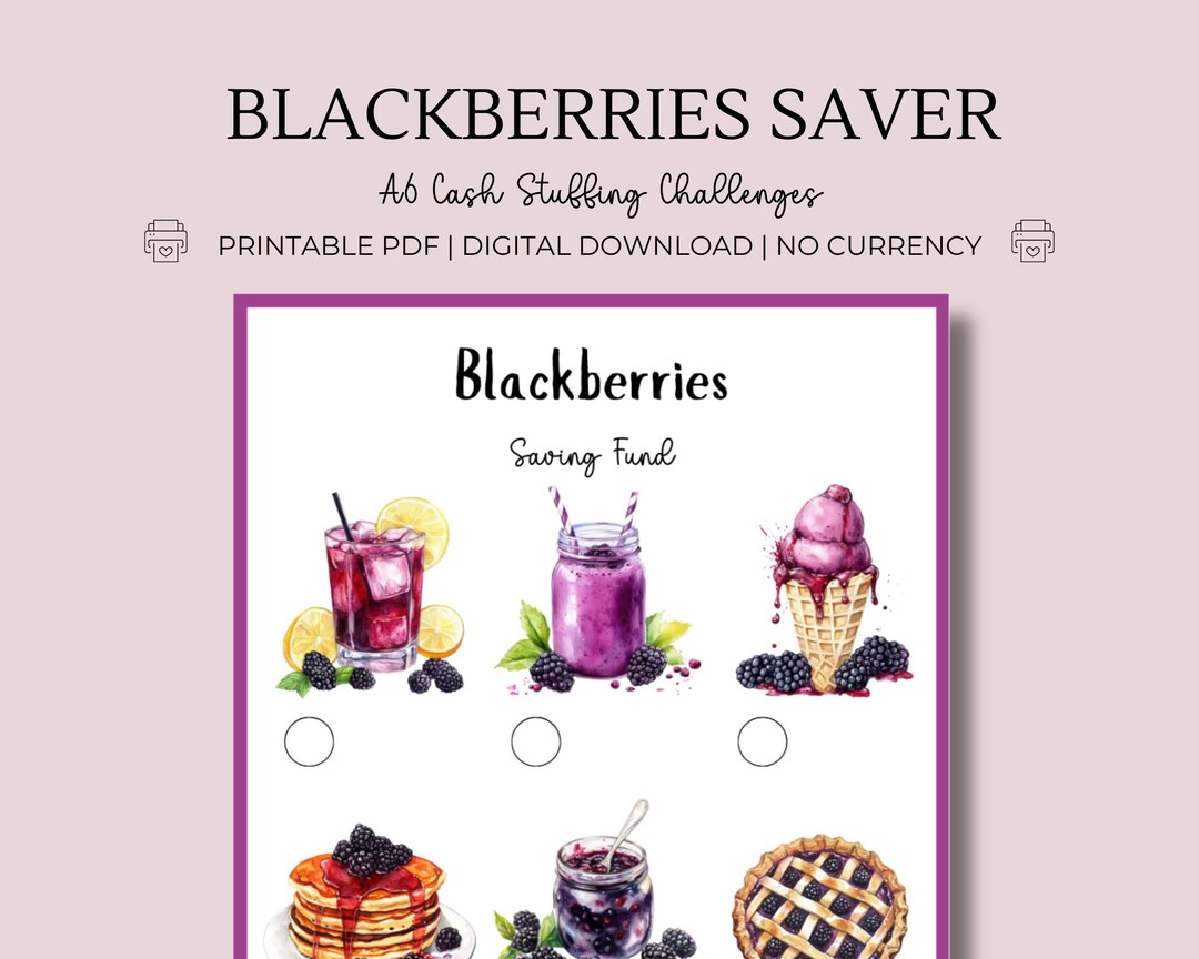 Blackberries Saver - A6 Printable PDF Download, Cash Stuffing ...