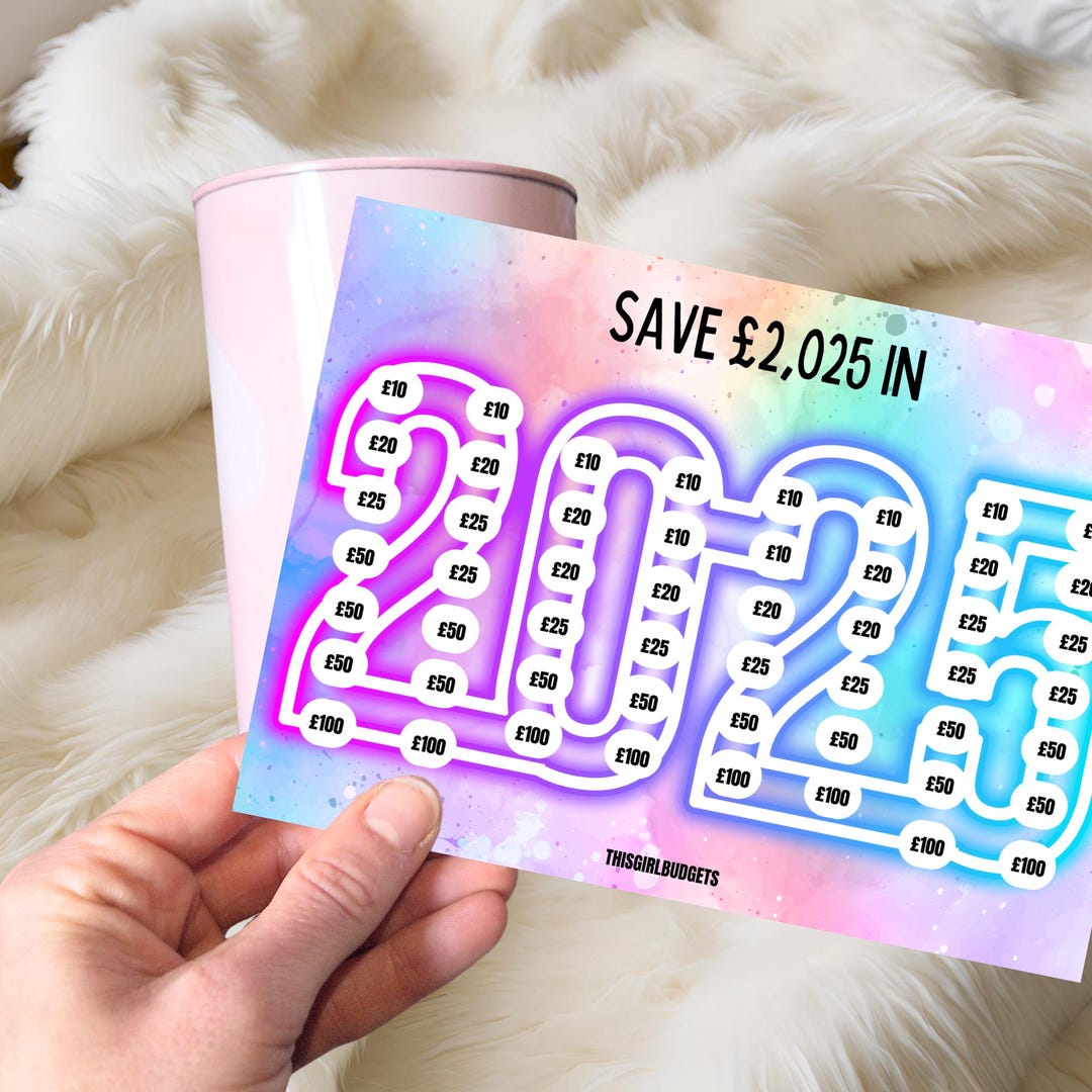 2025 Saving Challenge! Save 2,025 Pounds Money Tin Sticker. Save 2,025 ...