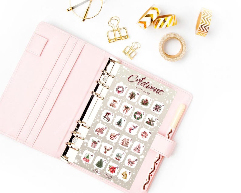 Christmas Advent Calendar - A6 Printable PDF UK US Euro No Currency ...