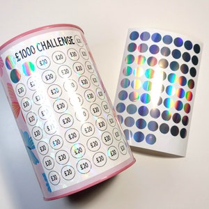 500 & 1000 Holographic Tin Tracker Sticker Money Saving Challenge ...