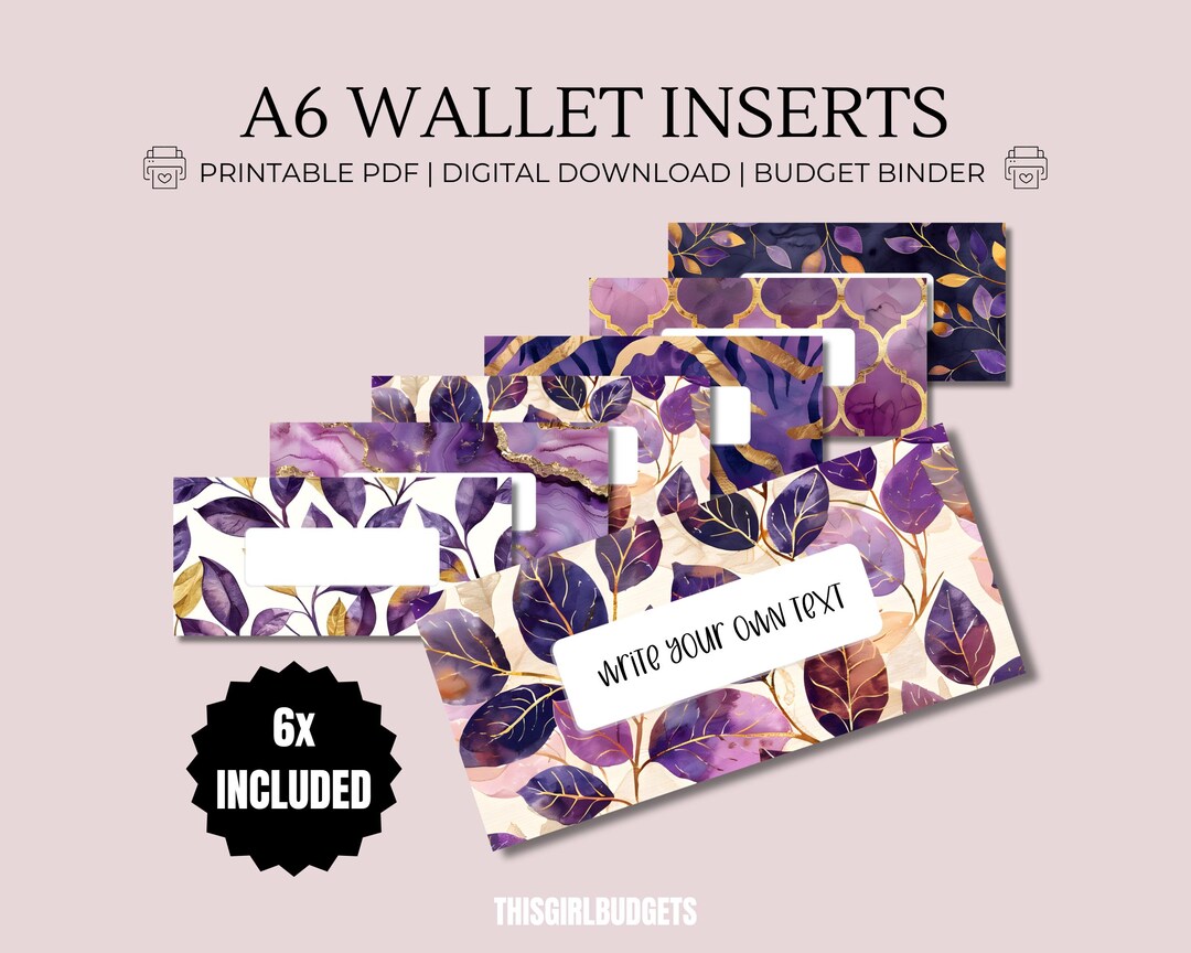 Floral Purple - A6 PDF Printable Cash Stuffing, Budget Binder Wallets ...