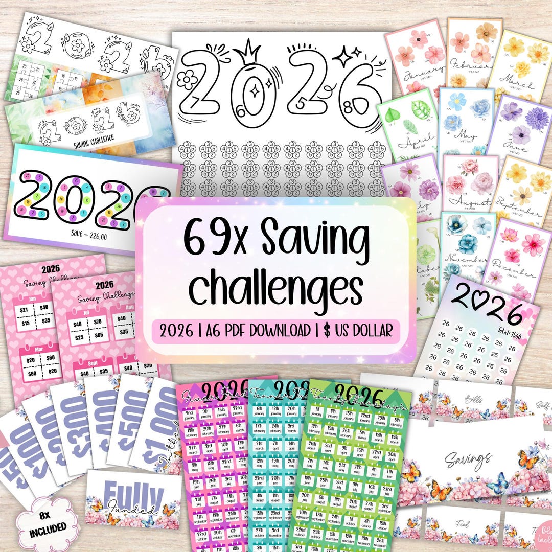69x 2026 Money Saving Bundle - A6 PDF Download Challenges & Wallet ...