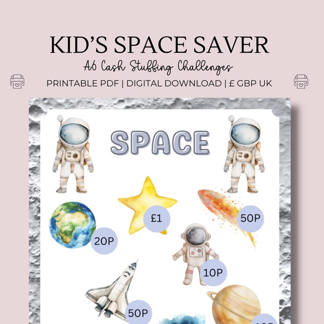 Kid's Space Challenge - A6 PDF Printable Download, Money Saving ...