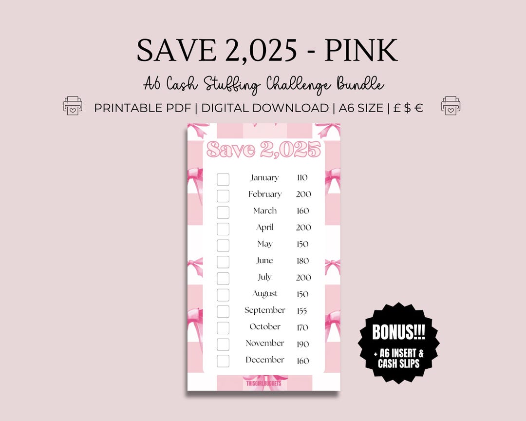 2025 Months of the Year Saving Challenge - A6 Printable Wallet Tracker ...