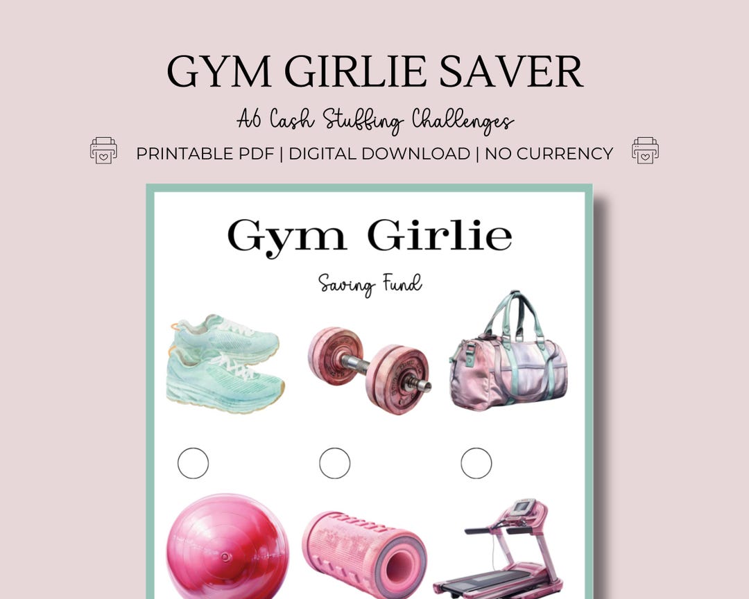 Gym Girlie Saver - A6 Printable PDF Download, Cash Stuffing, Budgeting ...