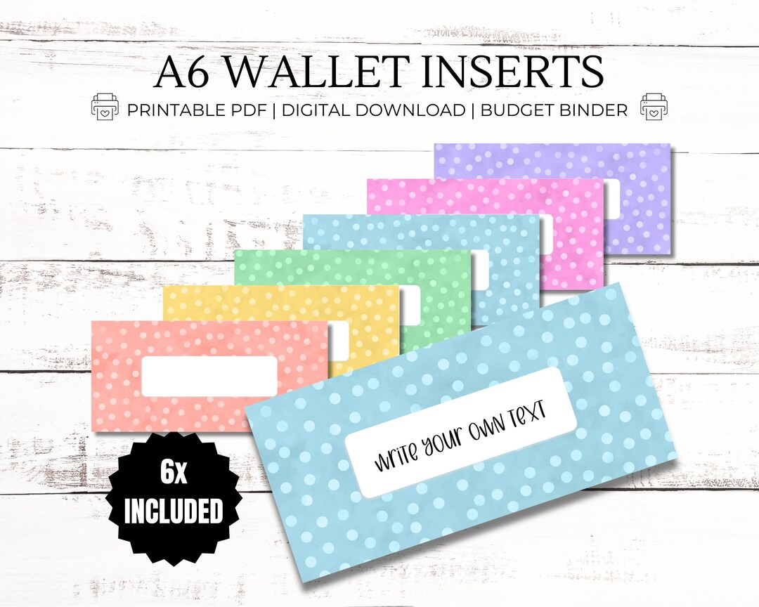Cash Stuffing Inserts - A6 PDF Printable Bright Dotty, Budget Binder ...