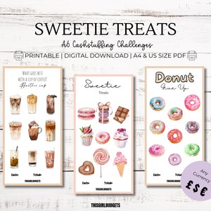 Sweetie Treats Savings Challenge Printable for Cash Stuffing | A6 ...
