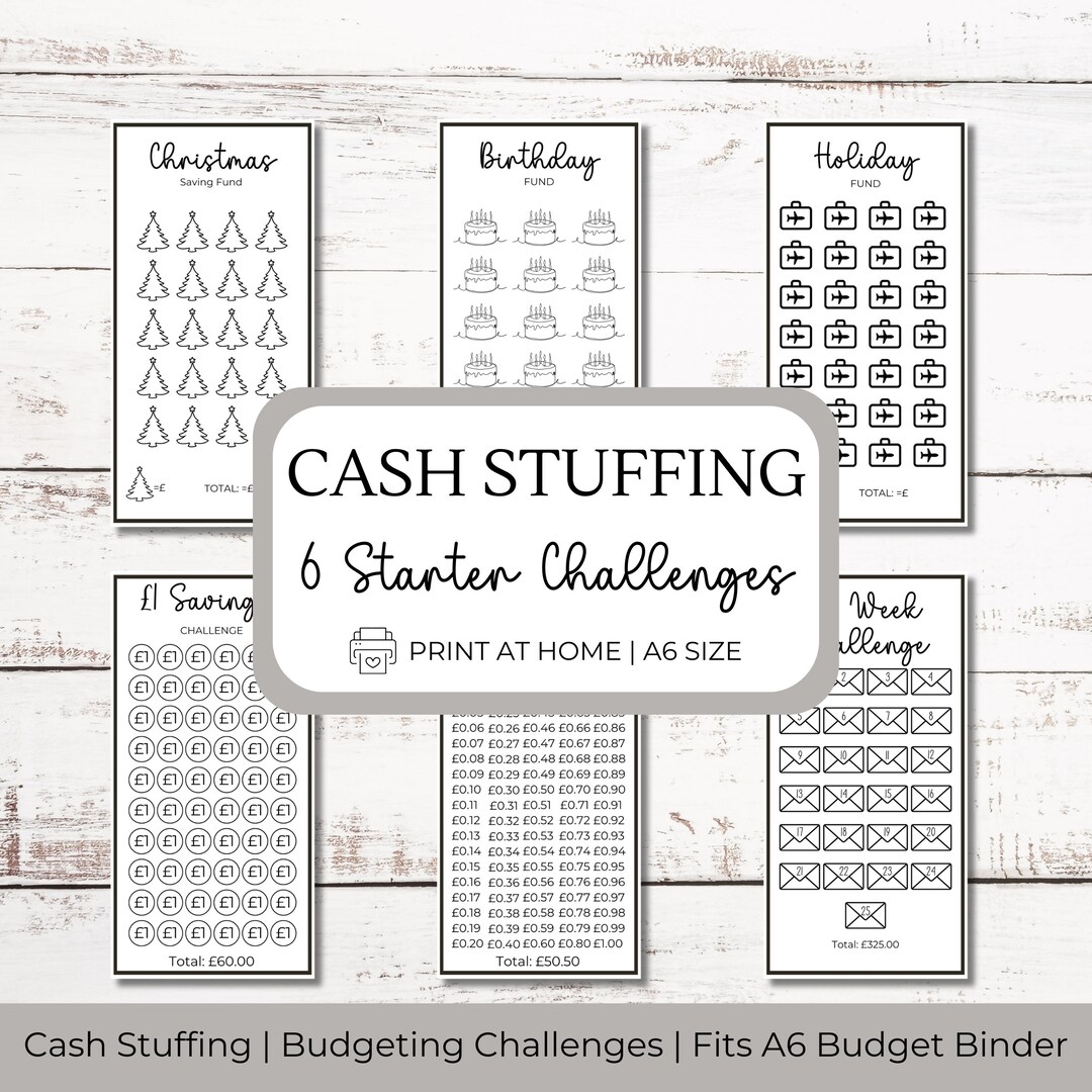Cash Stuffing Budgeting Starter Bundle in Black - Print at Home ...