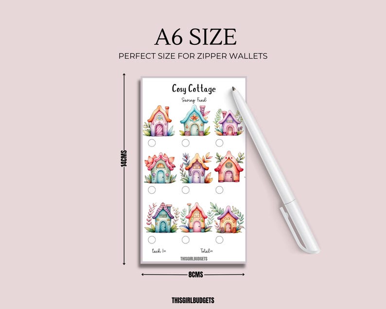 Cosy Cottage Saver - A6 Printable PDF Download, Cash Stuffing ...
