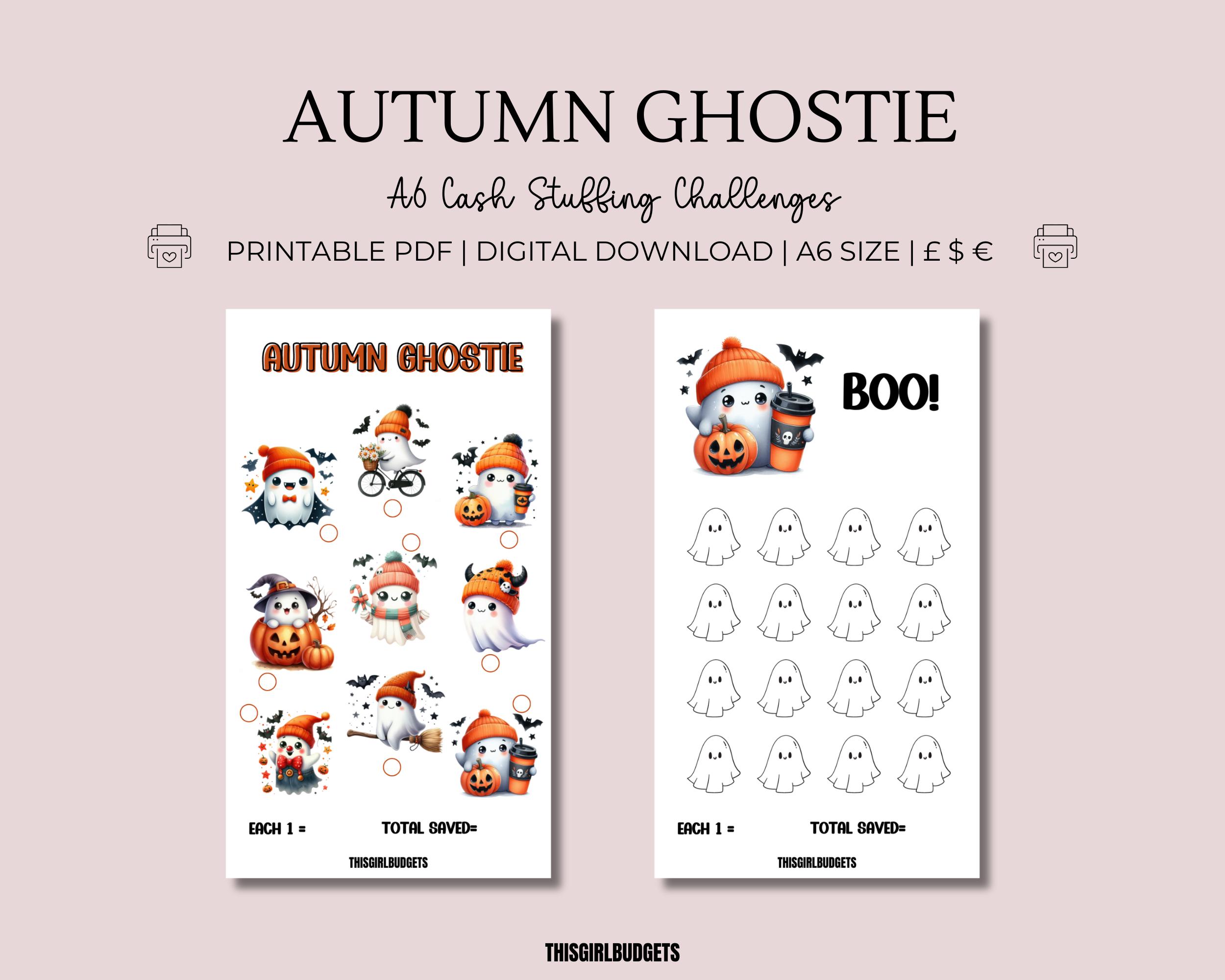Autumn Ghostie Savings Challenge Printable Cash Stuffing | A6 Money ...