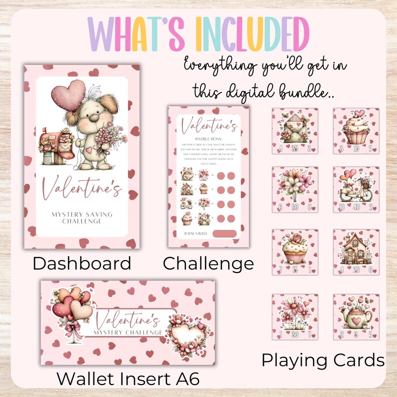 Valentine's Mystery Savings Challenge – PDF Flip Card Game, A6 ...