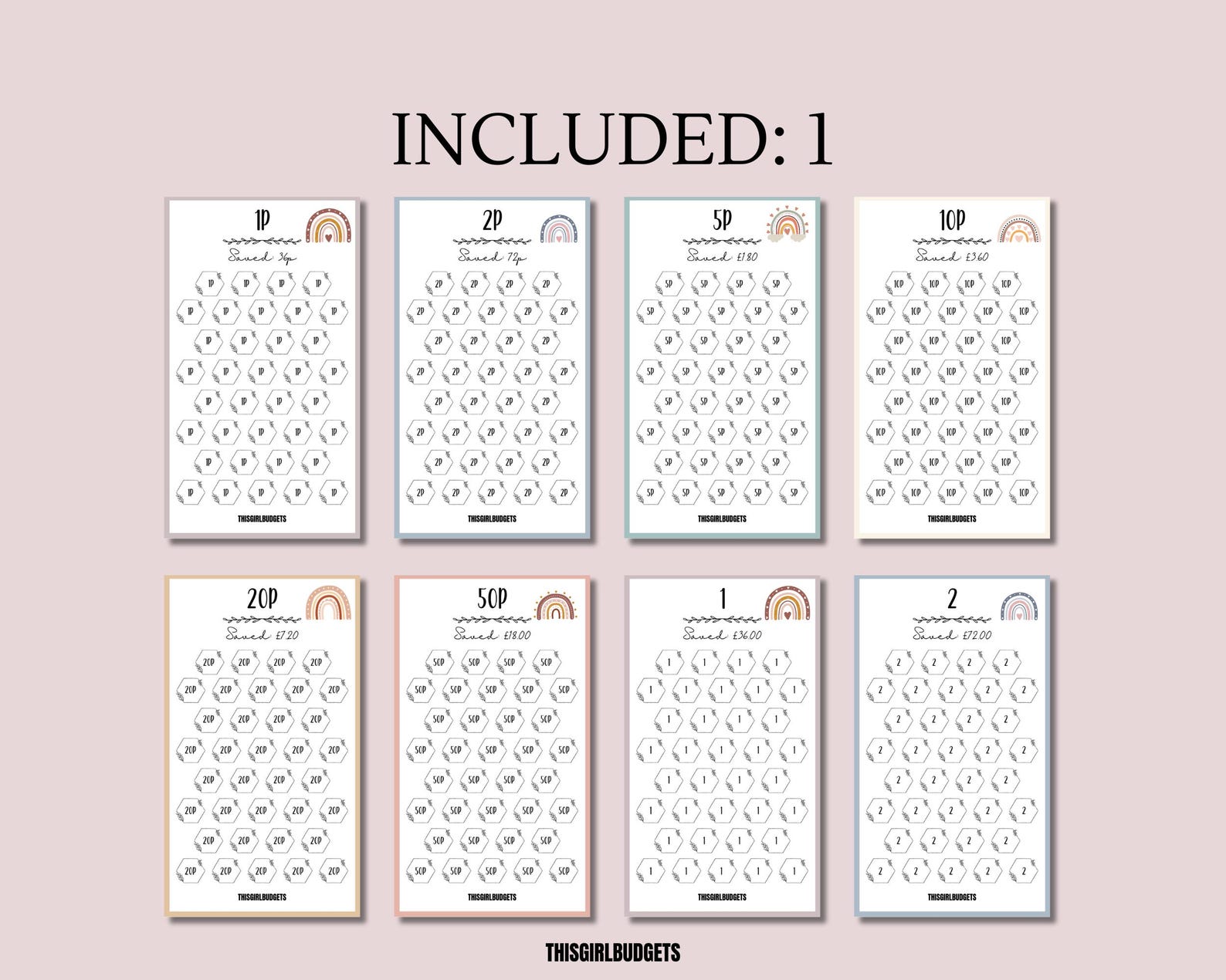 Boho 1p-1,000 Money Savers - X22 Printable A6 PDF Download Bundle, UK ...