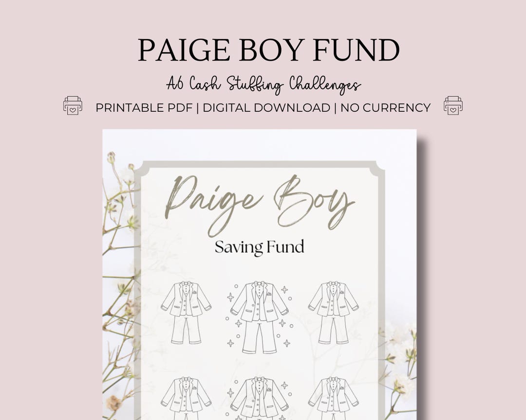 Paige Boy Wedding Saver Challenge - A6 Printable Cash Stuffing Tracker ...