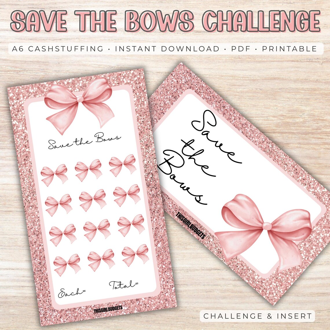 Coquette Bows Saving Challenge | A6 Cash Stuffing Printable | Bow ...