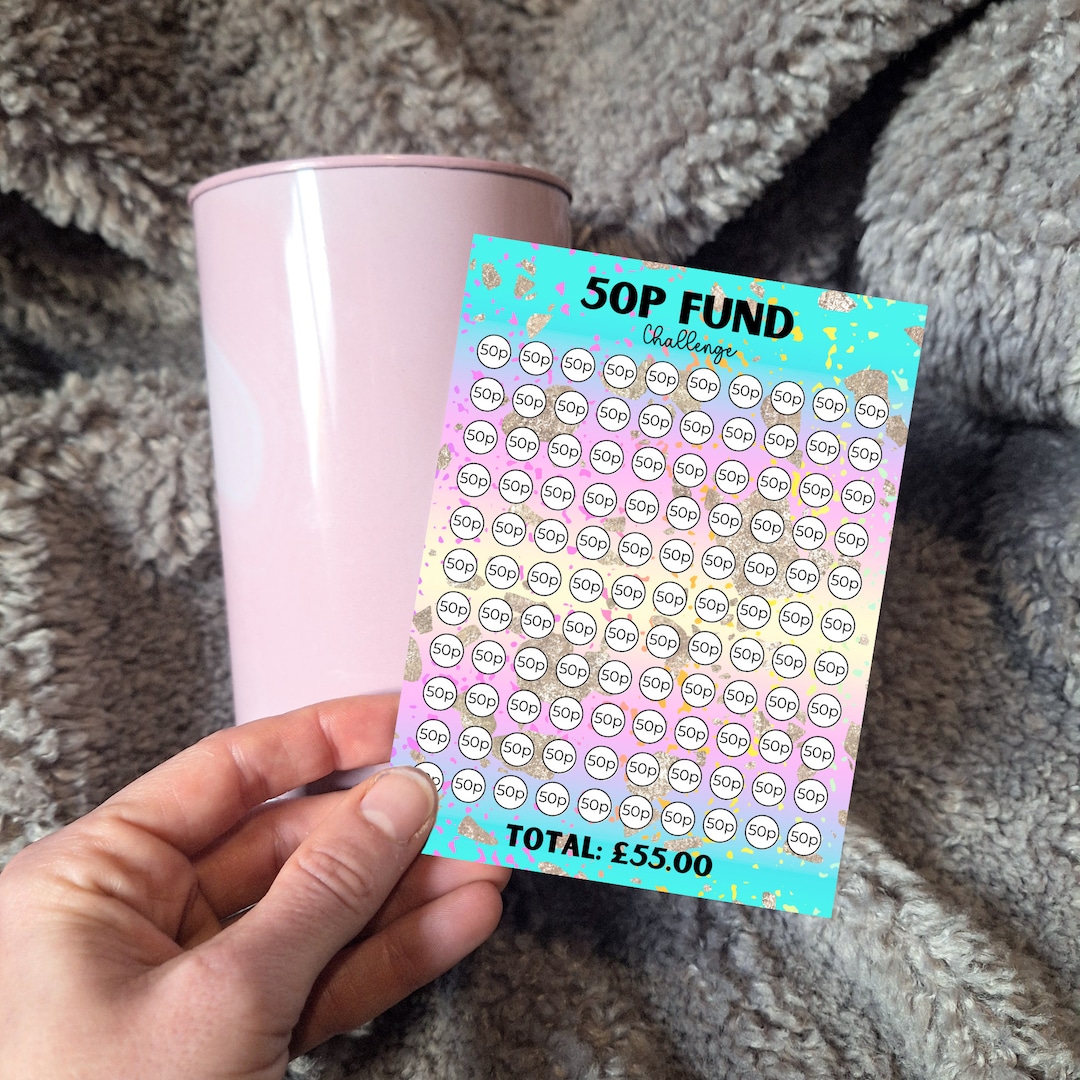 50P Fund Money Tin Sticker. Helps to Save 55 Pounds Great for Low ...