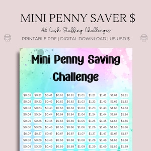 Mini Penny Saver Challenge - A6 Digital PDF Download, USD Dollar Budget ...