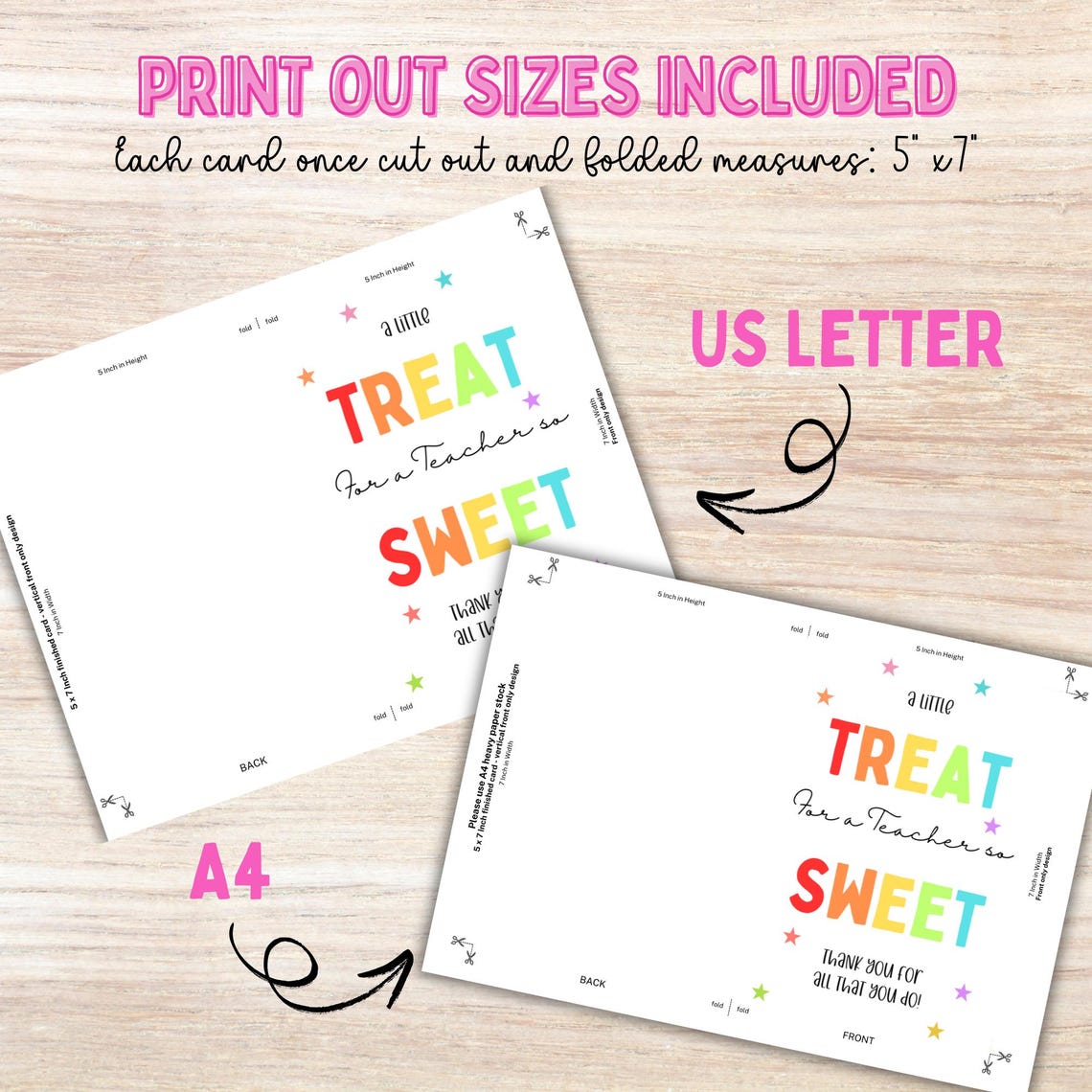 Teacher Appreciation Greeting Card – Printable Sweet Treat Thank You ...