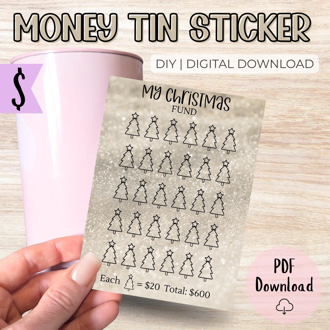 Christmas Funds Money Challenge Tin Sticker – Digital Download | US ...