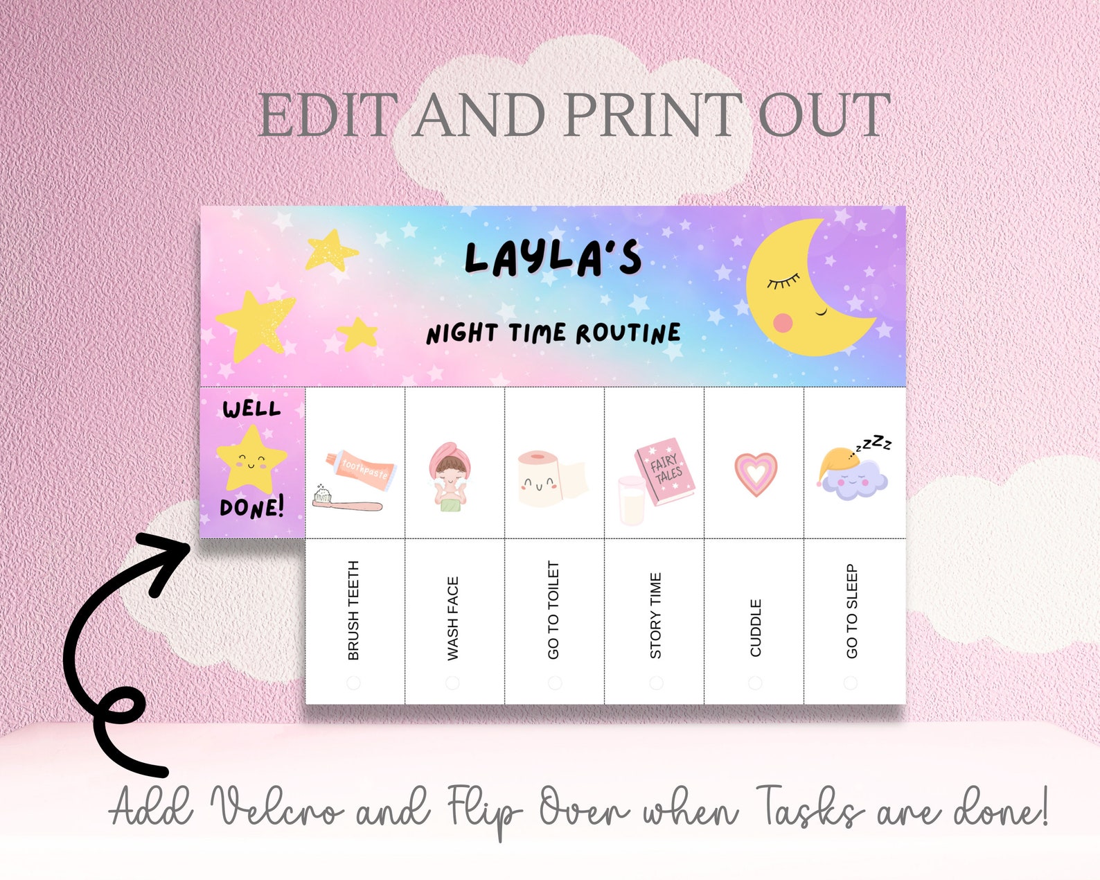 Children's Night Time Flip Chart - A4 & US Printable PDF Kids Routine ...