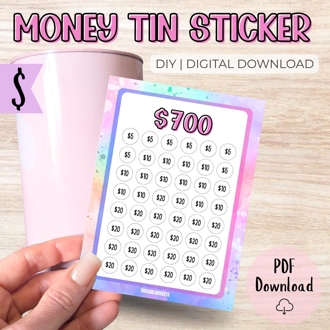 700 Dollar Money Challenge Tin Sticker – Digital Download | US Dollar ...