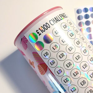 500 & 1000 Holographic Tin Tracker Sticker Money Saving Challenge ...