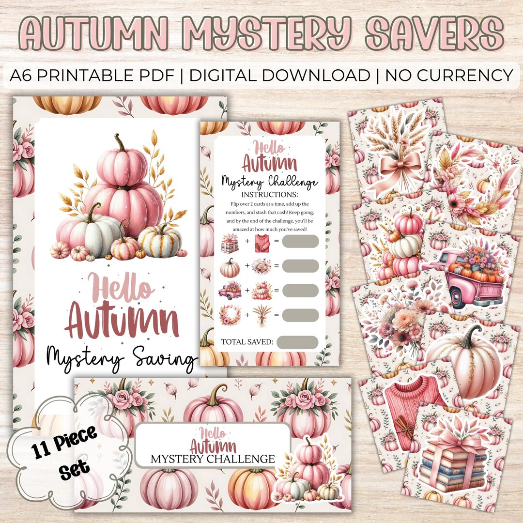 Hello Autumn Mystery Savings Challenge – PDF Fall Flip Card Game | A6 ...