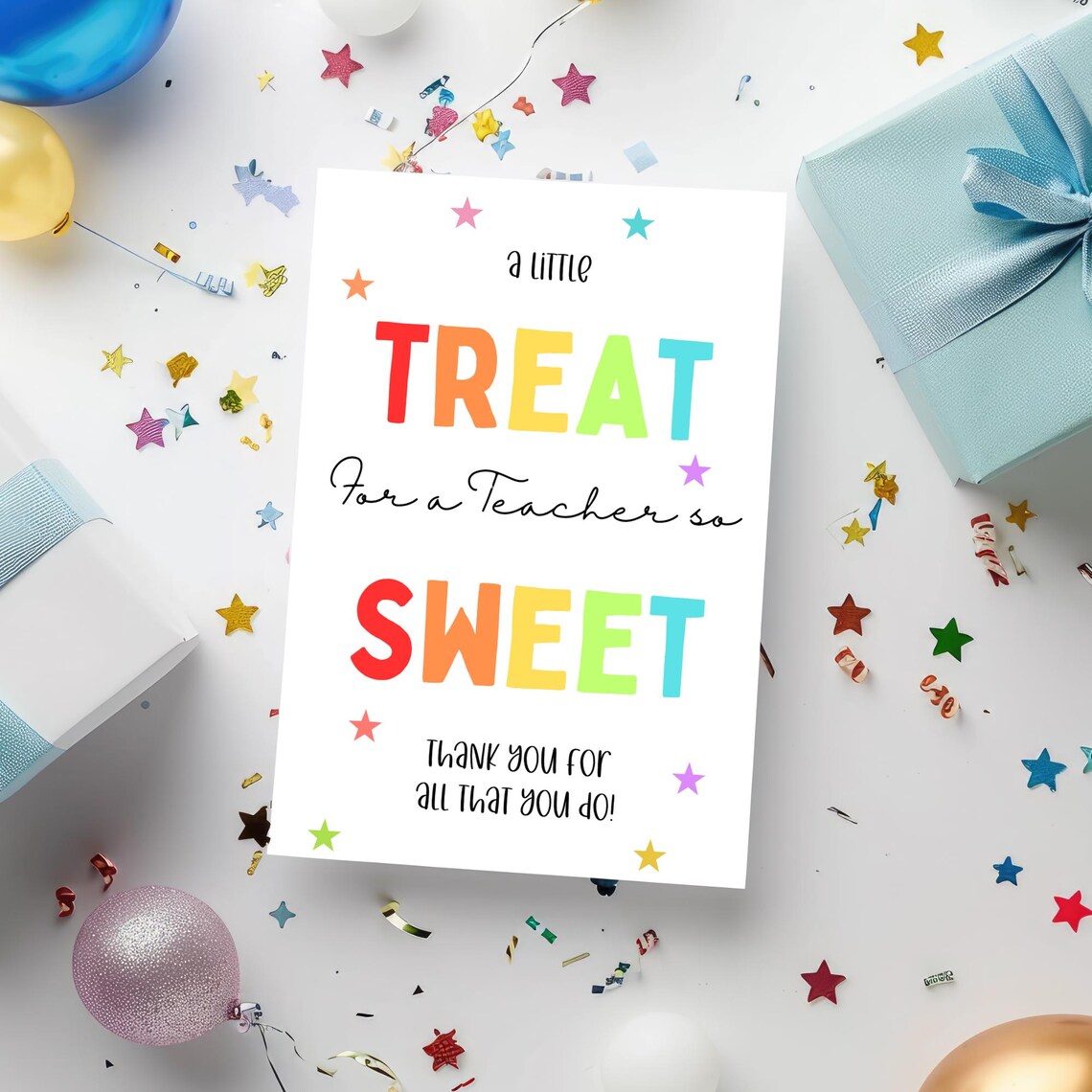 Teacher Appreciation Greeting Card – Printable Sweet Treat Thank You ...