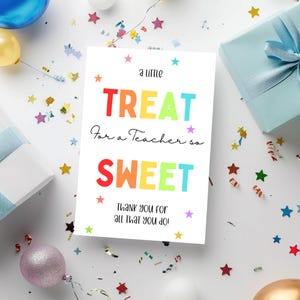 Teacher Appreciation Greeting Card – Printable Sweet Treat Thank You ...