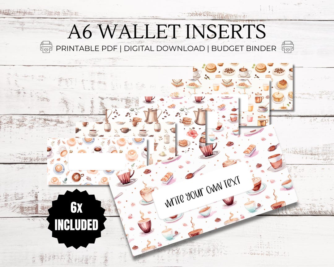 Coffee Brunch Inserts - A6 PDF Printable Cash Stuffing, Budget Binder ...