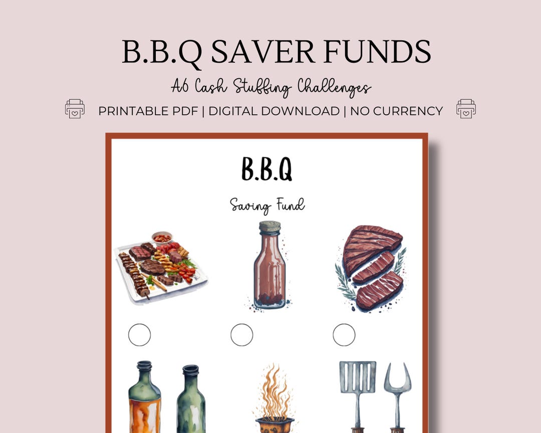 BBQ Barbecue Saver - A6 Printable PDF Download, Cash Stuffing ...