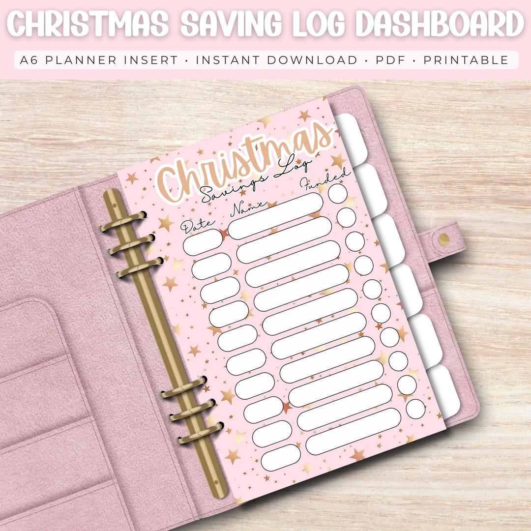 Christmas Savings Log Dashboard | A6 Cash Stuffing Planner Insert ...