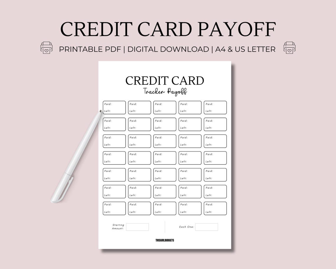 Credit Card Payoff Tracker - Digital Debt Payment Printable | Budget ...