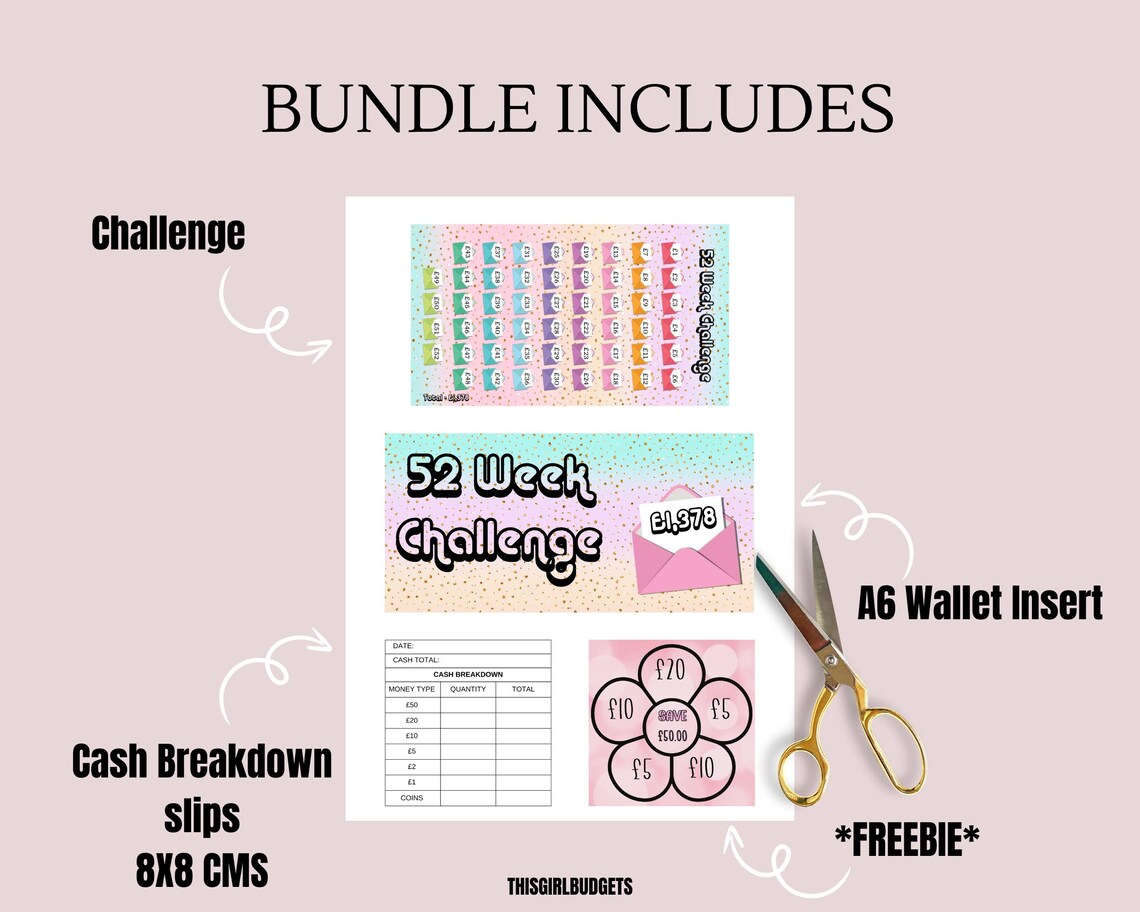 52 Week Saving Challenge - Printable A6 PDF Download Bundle, UK GBP ...