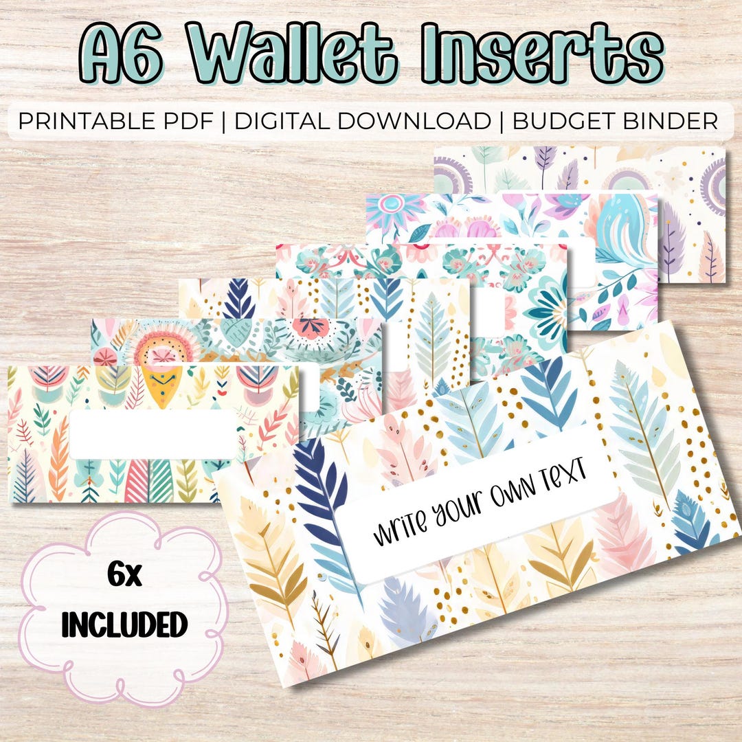 Budget Binder Inserts - A6 PDF Printable Cash Stuffing, Boho Feathers ...