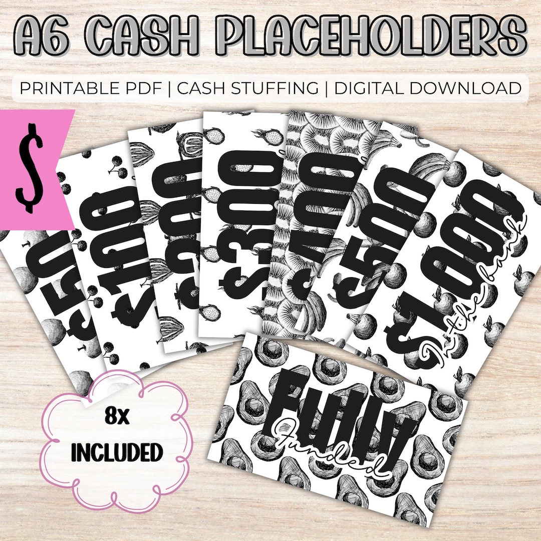 Cash Placeholders Bundle- A6 PDF Dollar Printable Cash Stuffing Extra ...
