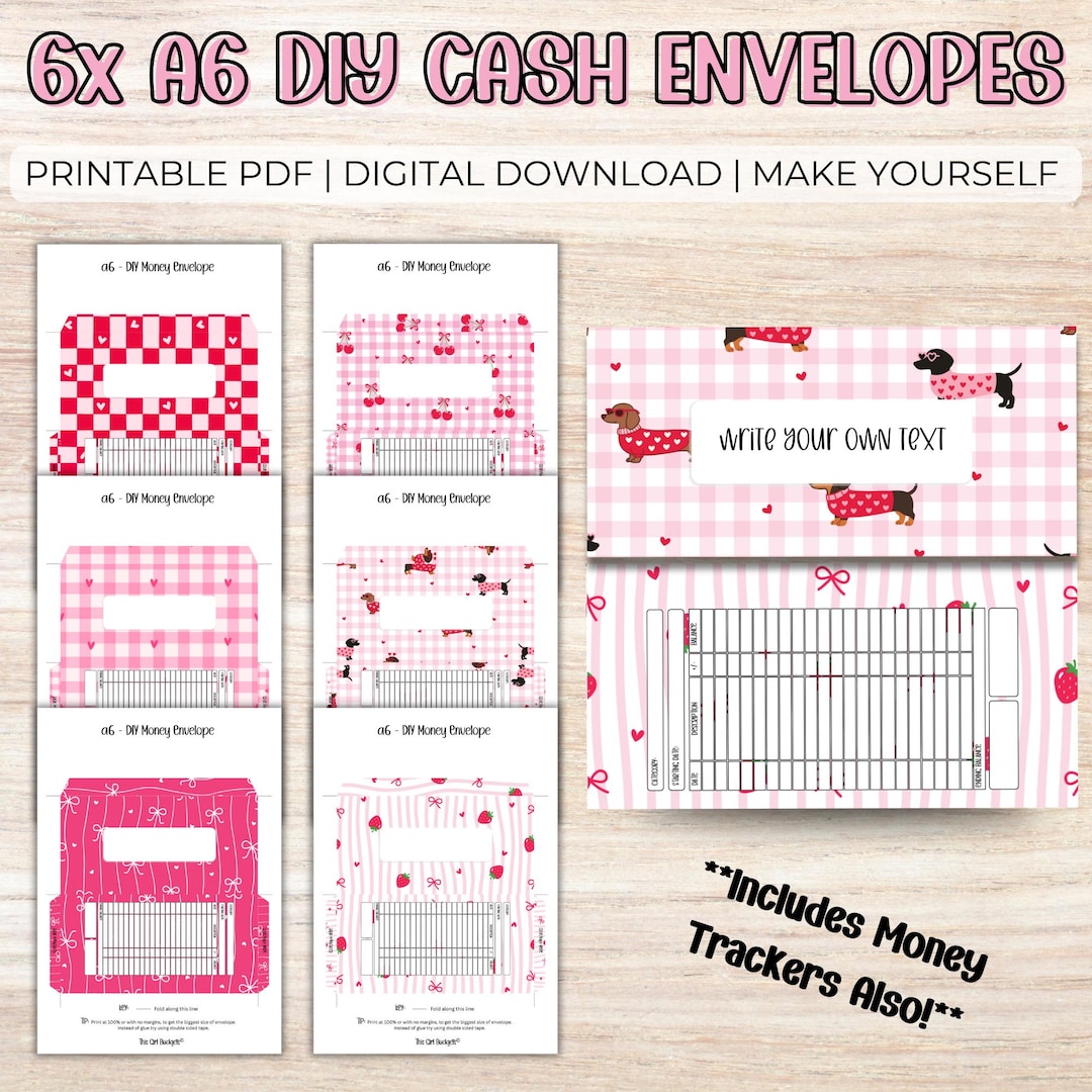 Printable Cash Envelopes With Tracker Valentines | 6x DIY Budget Binder ...